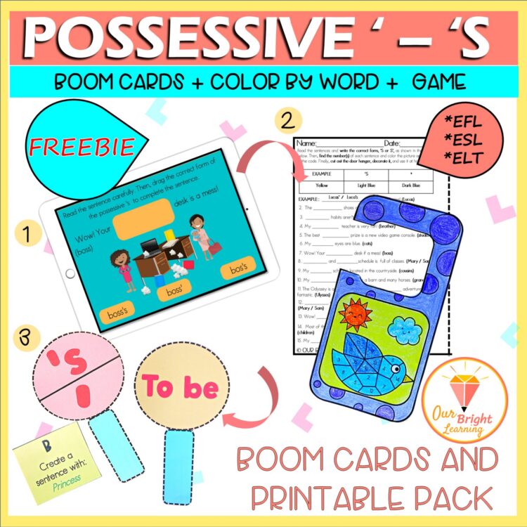 FREEBIE | Genitive Case | Possessive 's and '| BOOM Cards | Color by ...