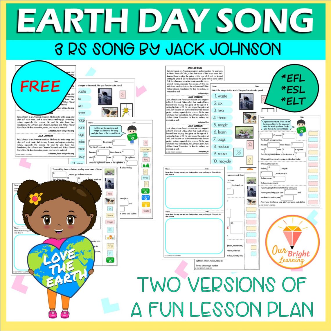 FREE - Earth Day song called 3RS by Jack Johnson - Our Bright Learning